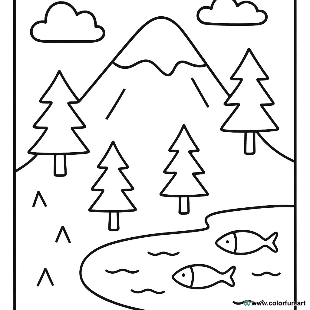 Zen mountain coloring page Download or Print for free