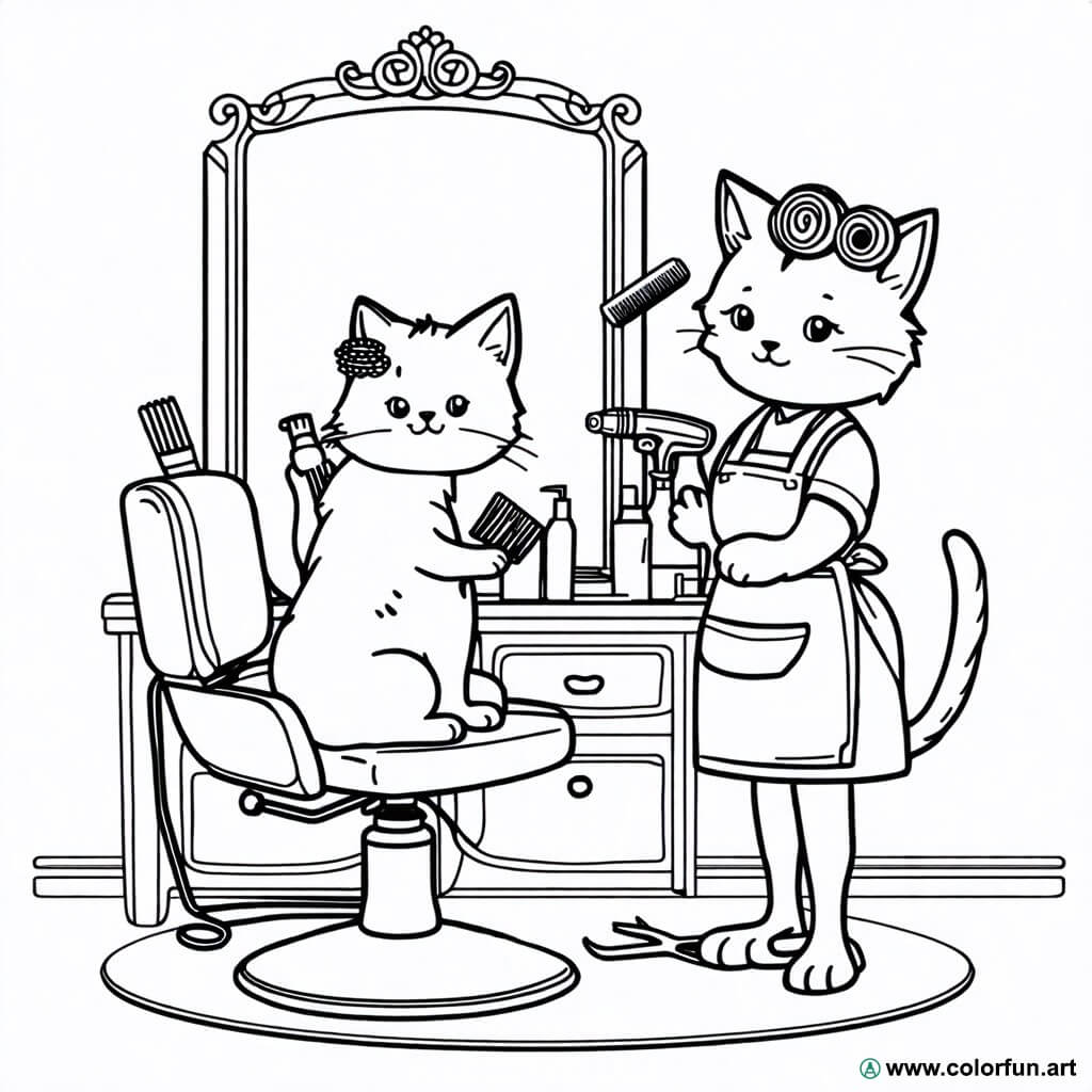 Animal hairstyle coloring page Download or Print for free