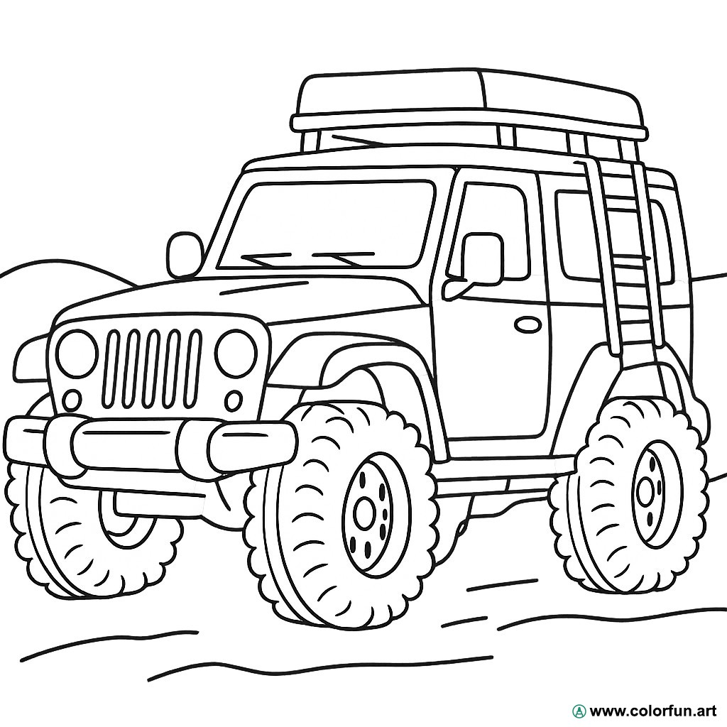 Coloring page of an off-road vehicle Download or Print for free