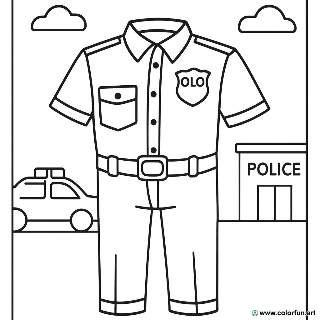 Coloring page of a police uniform Download or Print for free