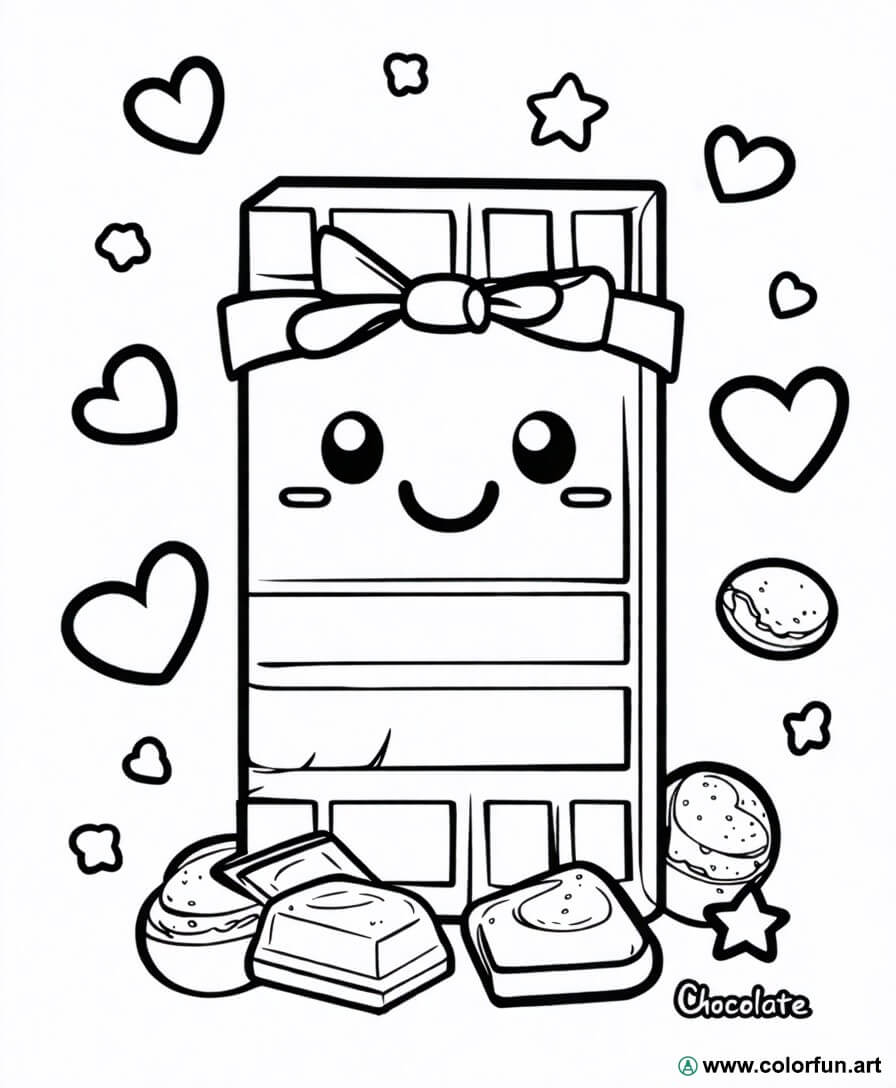 Kawaii chocolate coloring page Download or Print for free