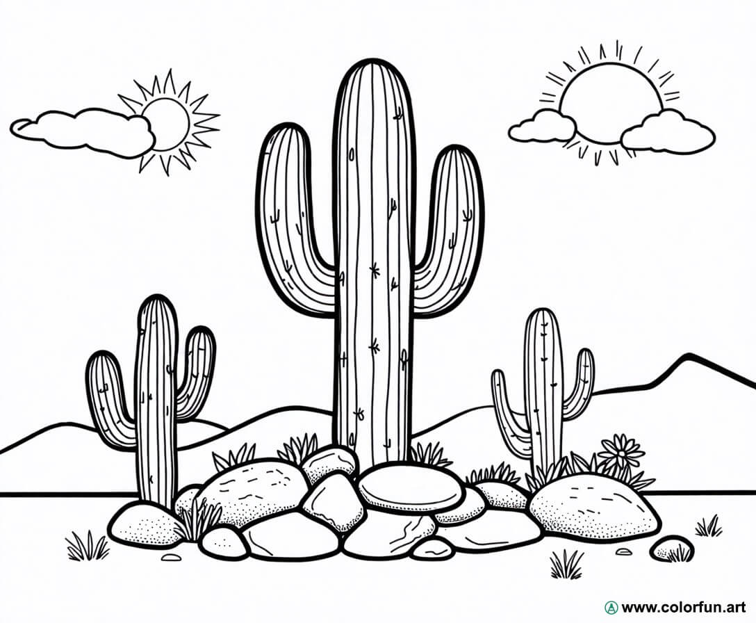 Summer cactus coloring page Download or Print for free