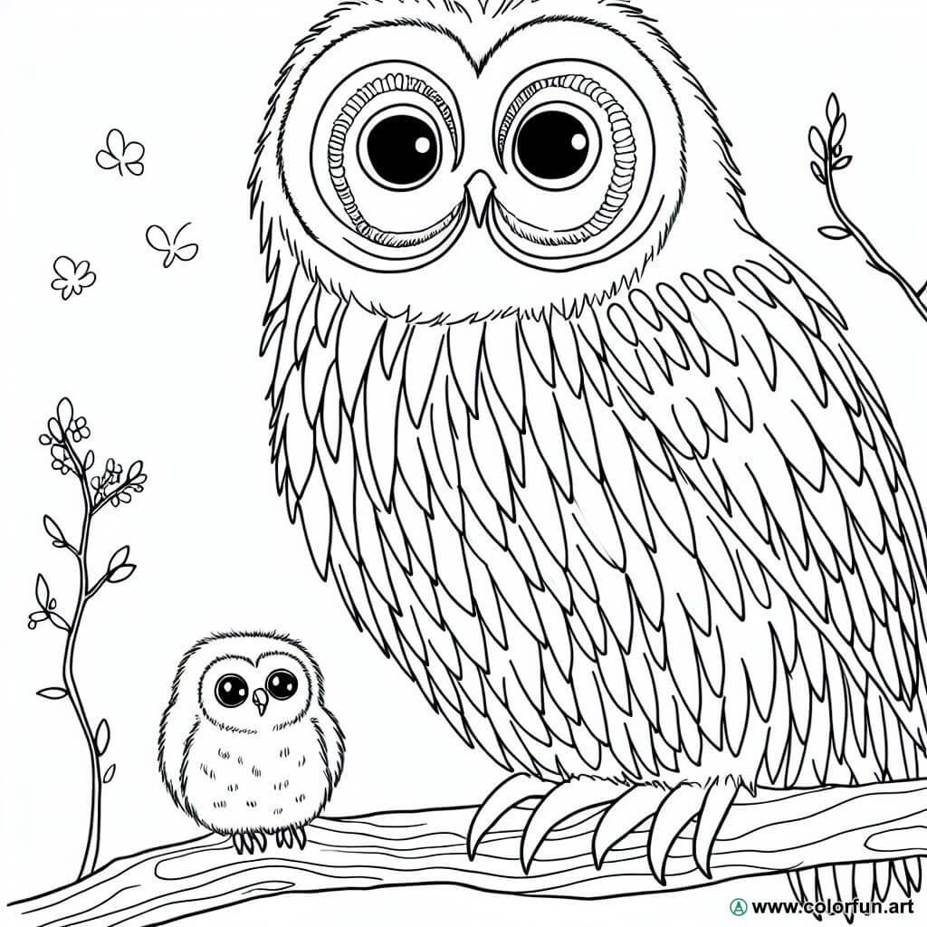 Coloring page of an owl and a barn owl Download or Print for free