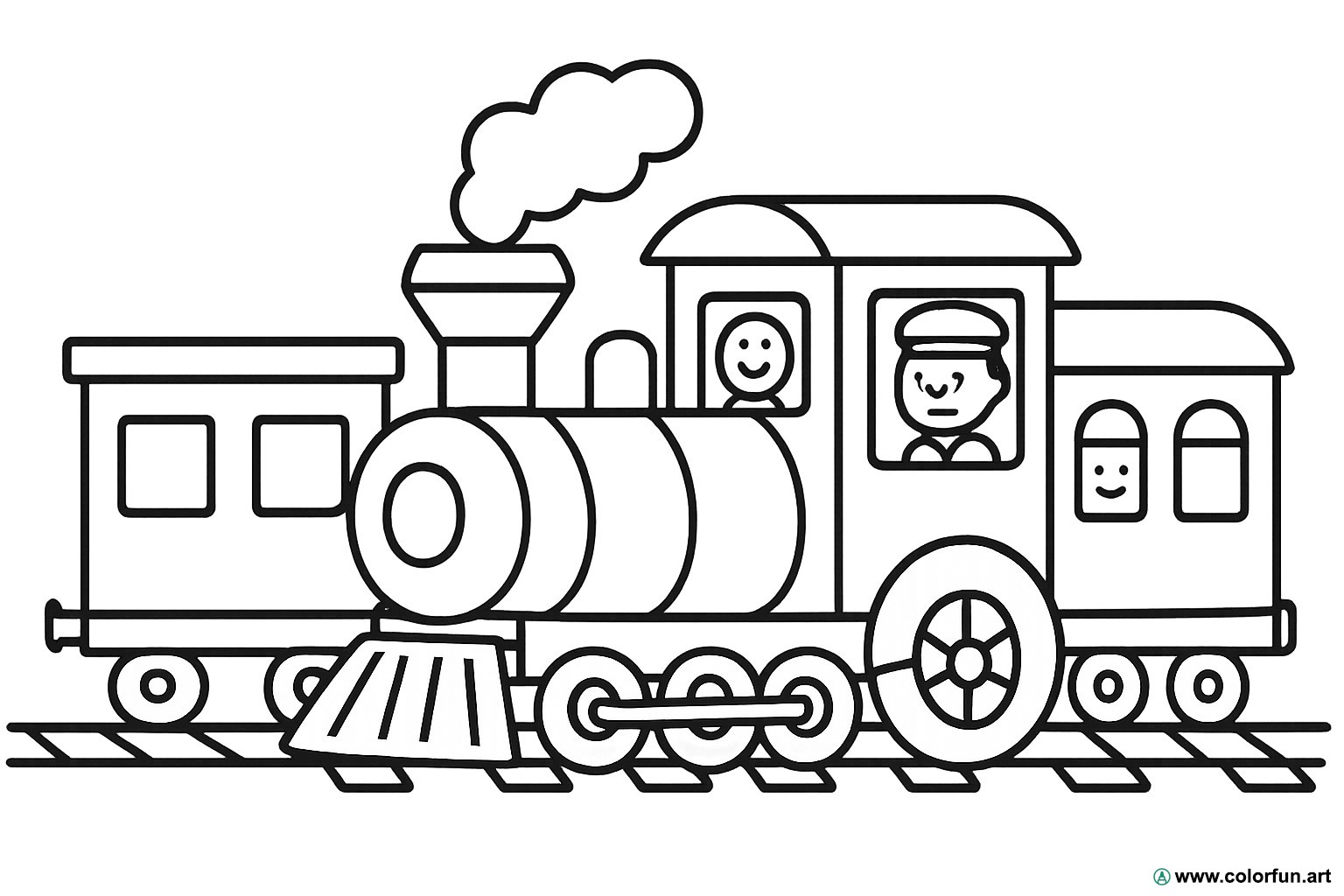 Easy coloring page of a train Download or Print for free