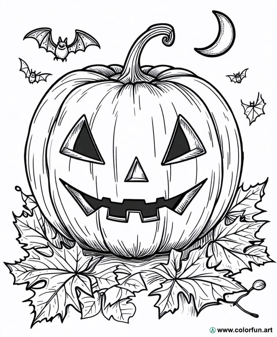 Cute pumpkin coloring page for Halloween Download or Print for free