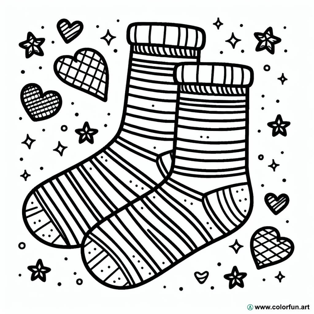 Striped socks coloring page Download or Print for free