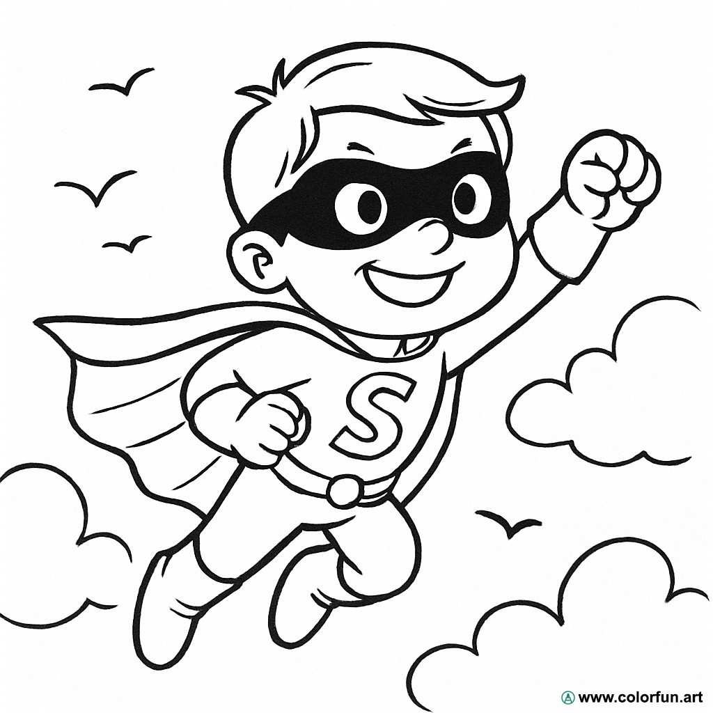 Coloring page of easy superhero Download or Print for free