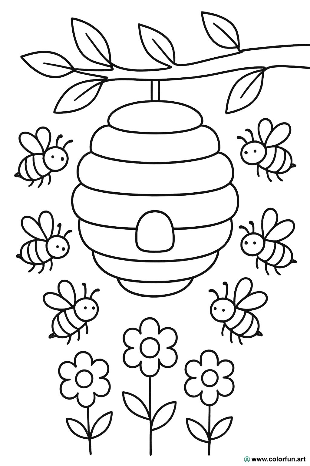 Flying bees coloring page Download or Print for free