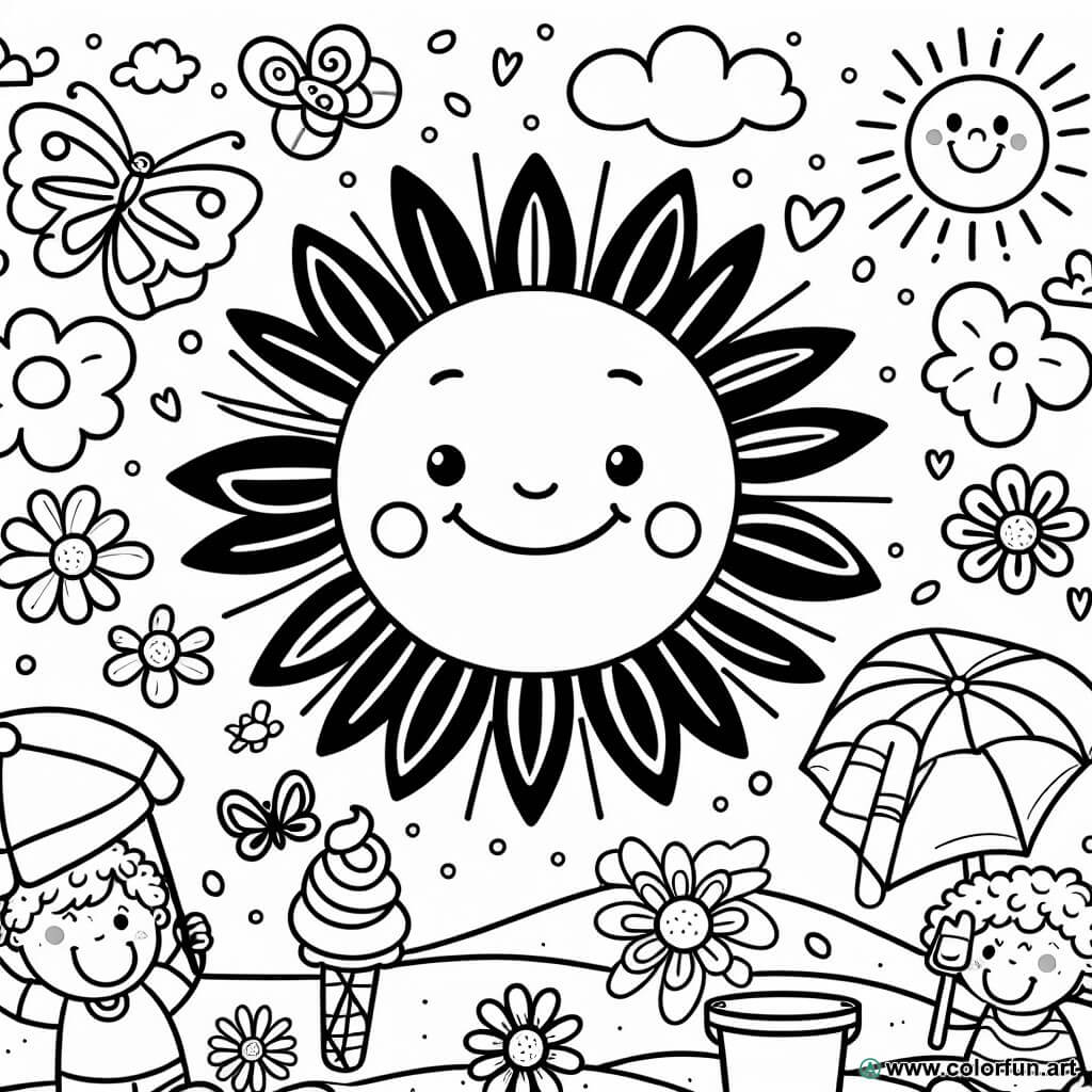 Summer coloring page for daycare Download or Print for free