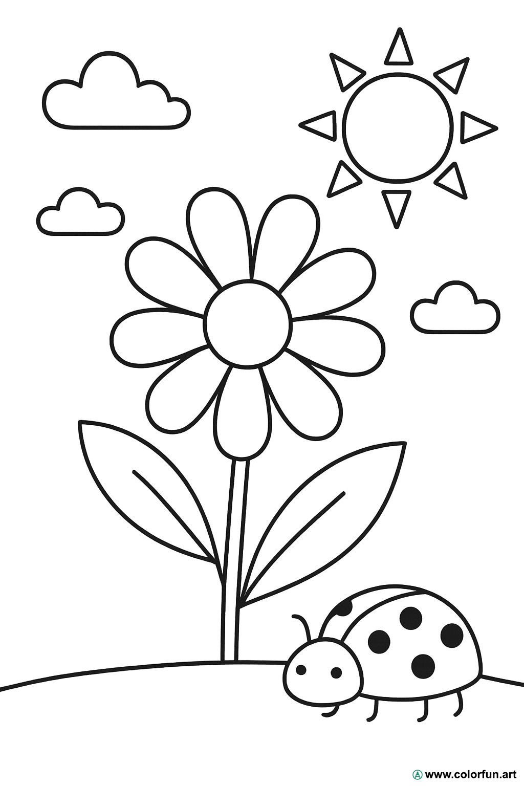 Coloring page of a simple daisy Download or Print for free