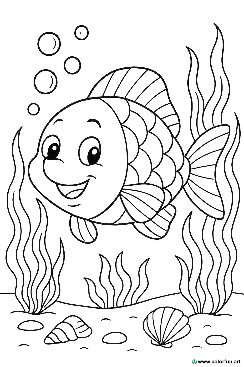 Cartoon fish coloring page to print Download or Print for free