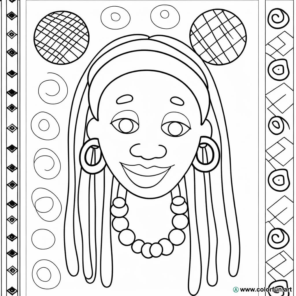 Coloring page of an African woman's face Download or Print for free