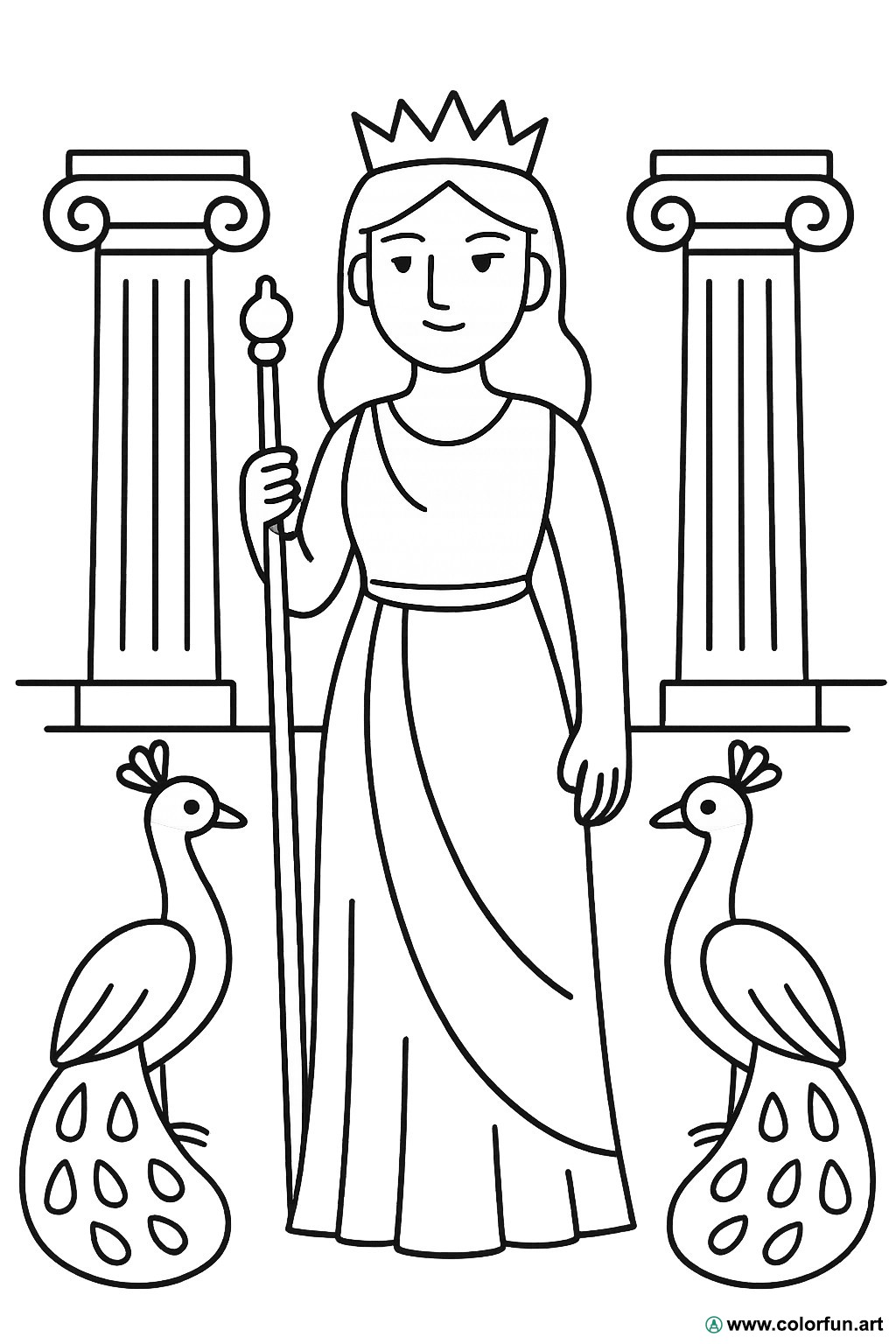 Coloring page of the Greek goddess Hera Download or Print for free
