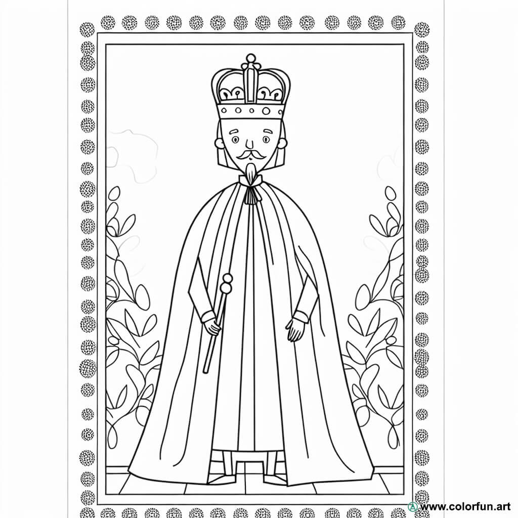 Coloring page of a king with a crown Download or Print for free