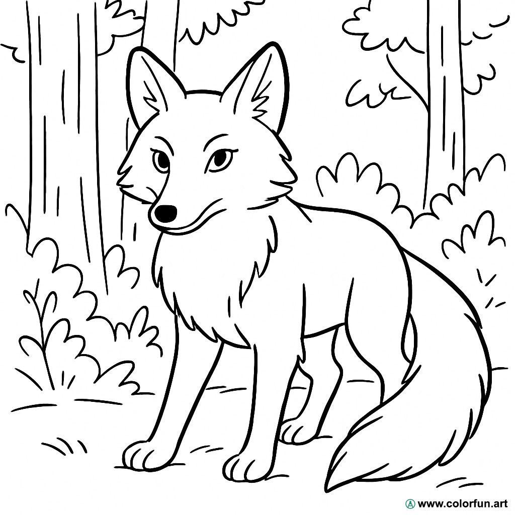 Coloring page of the forest fox Download or Print for free