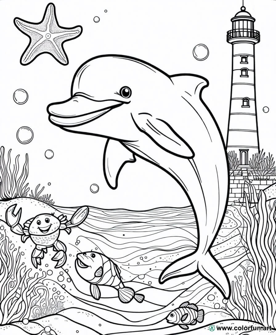 Coloring page of marine animals in Brittany Download or Print for free