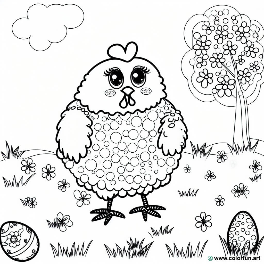 Original Easter chicken coloring page Download or Print for free