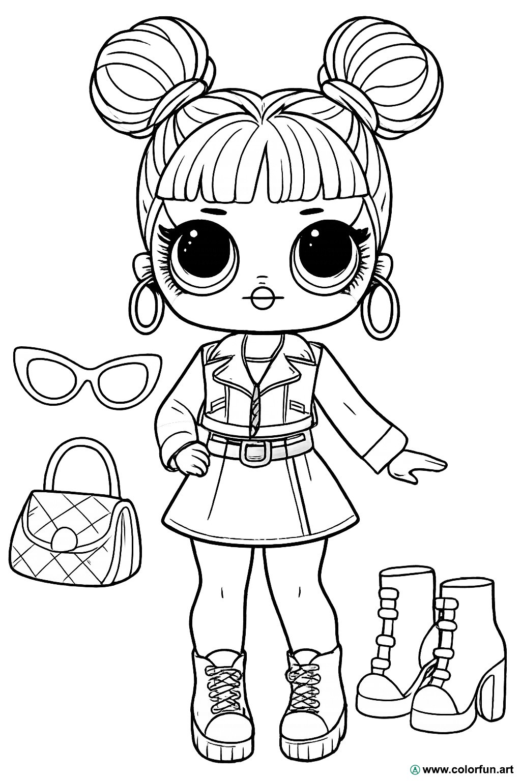 LOL OMG doll coloring page with accessories Download or Print for free
