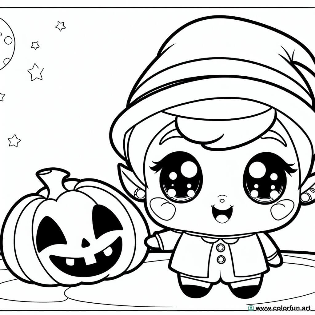 Cute Halloween coloring page with a pumpkin Download or Print for free