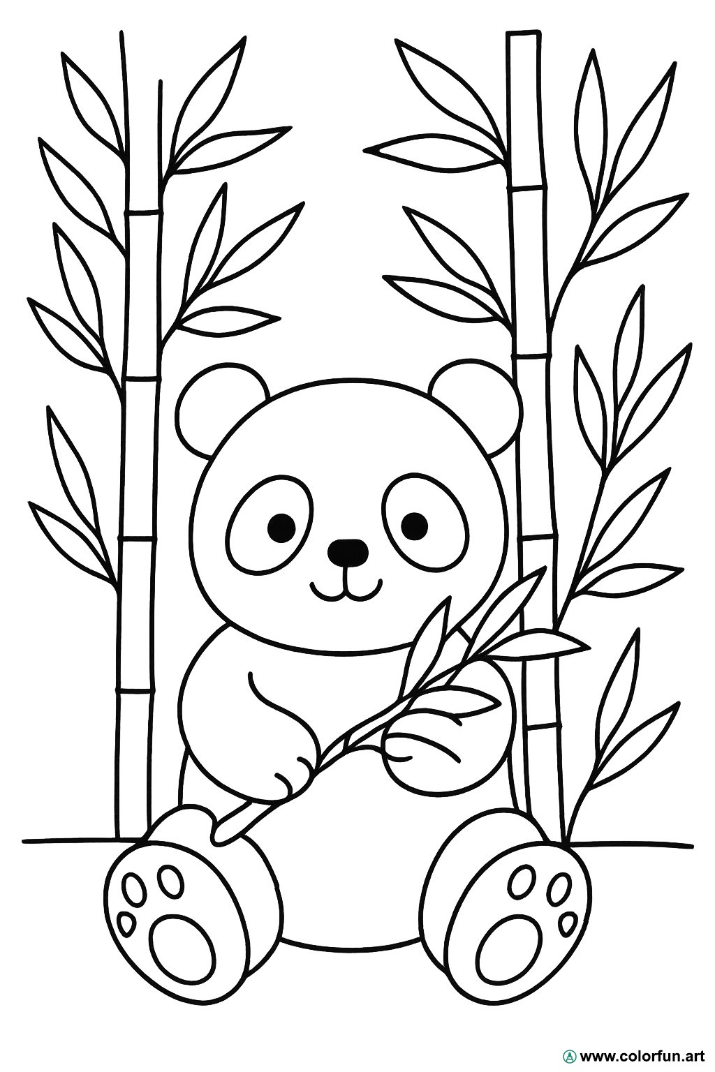 Coloring page of a panda in bamboo Download or Print for free