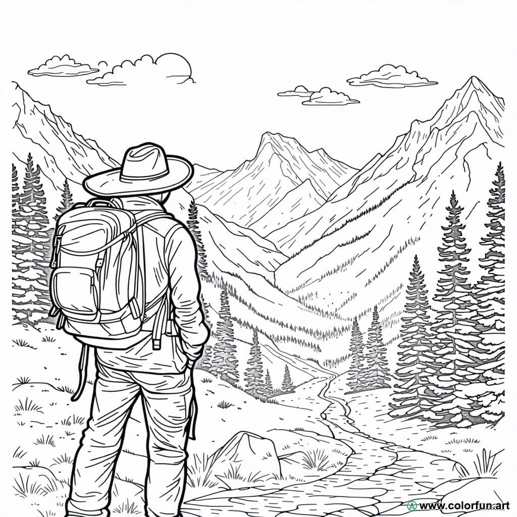 Mountain adventurer coloring page Download or Print for free