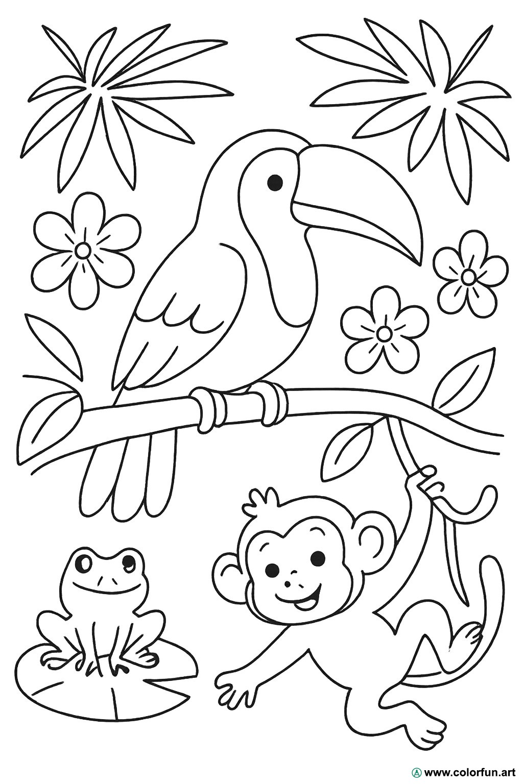 Brazilian tropical animals coloring page Download or Print for free