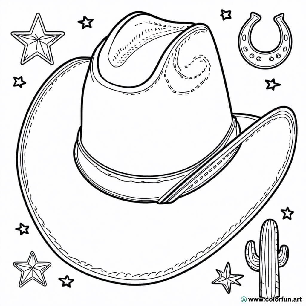 Coloring Page Of A Cowboy Hat Download Or Print For Free