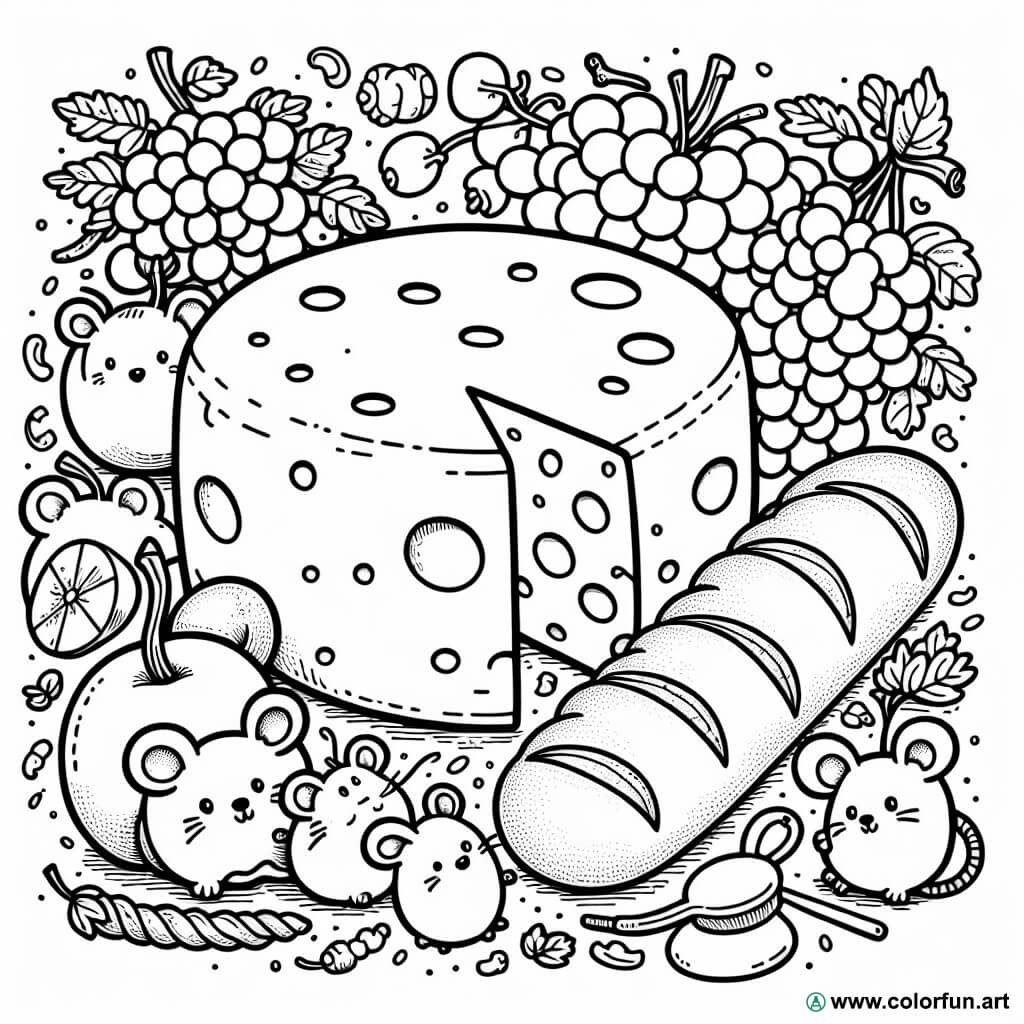 Creative cheese coloring page Download or Print for free