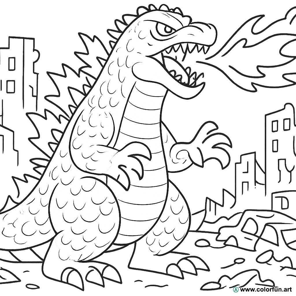 Fantastic Godzilla coloring page Download or Print for free