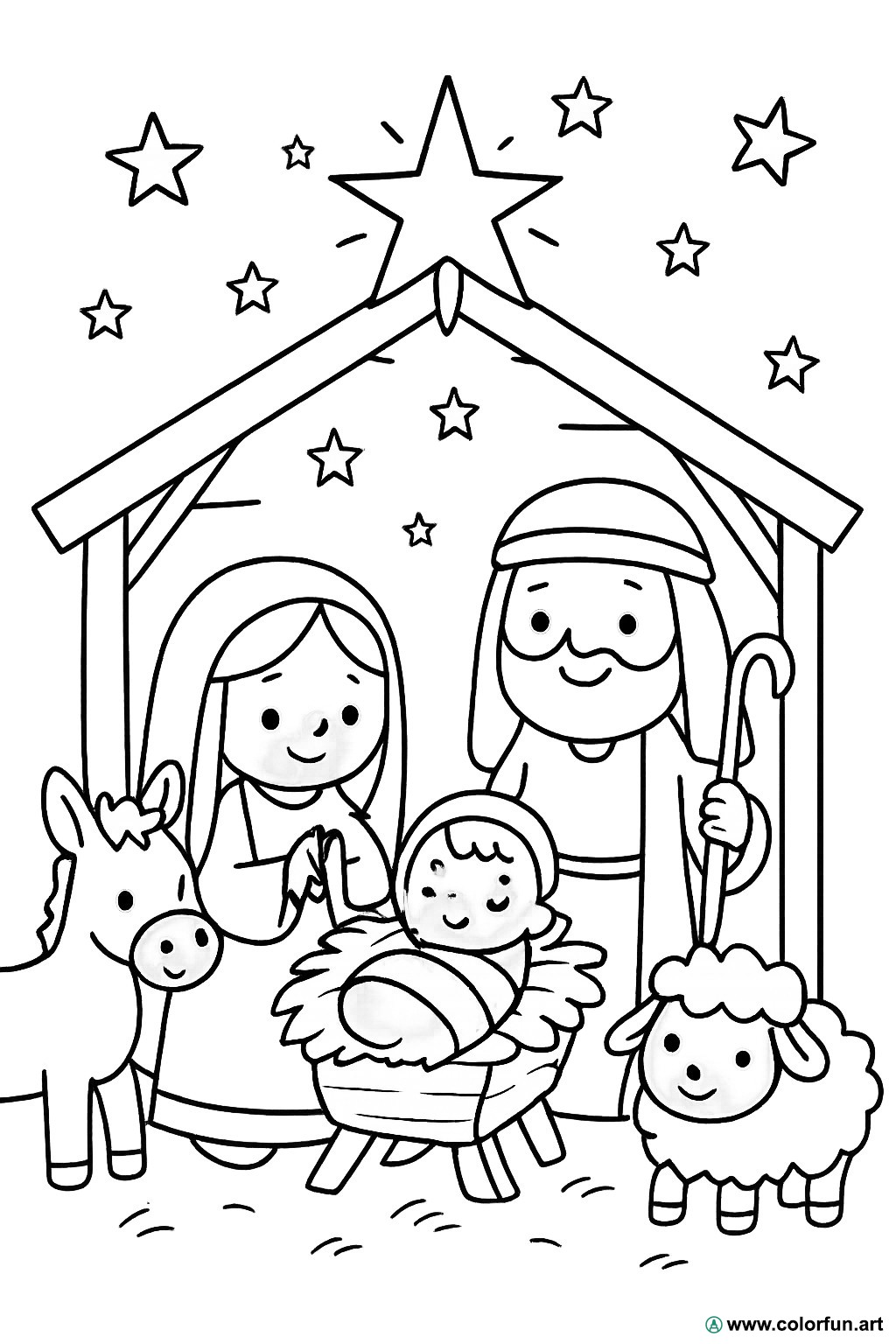 Coloring page of the Nativity scene Download or Print for free