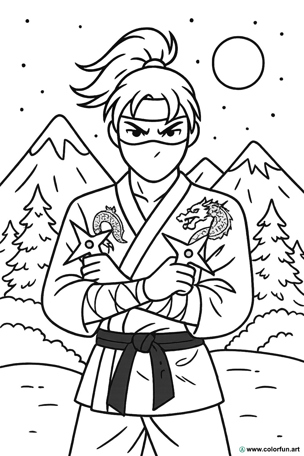 Coloring page of manga ninja Download or Print for free