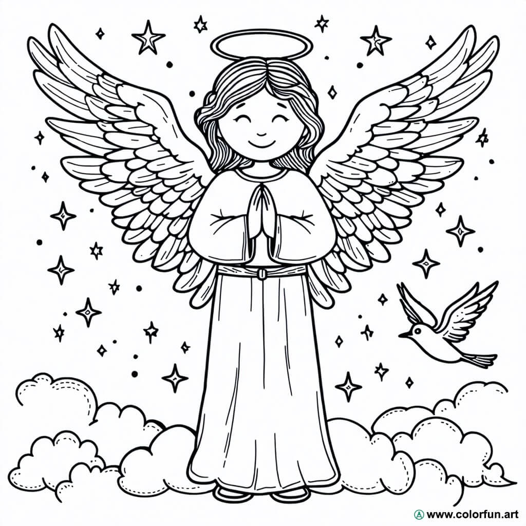 Angel coloring page for little ones Download or Print for free