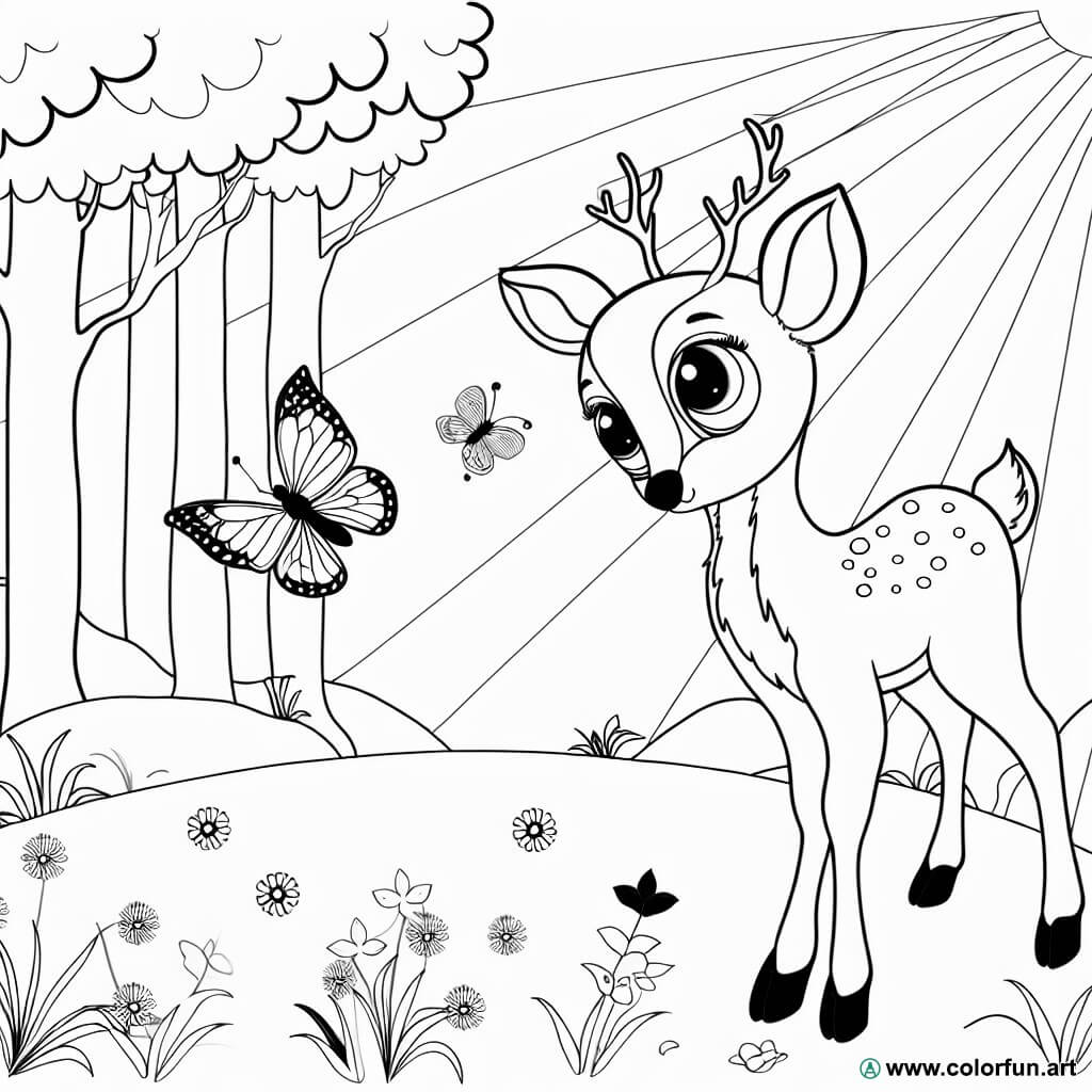 Easy Bambi coloring page Download or Print for free