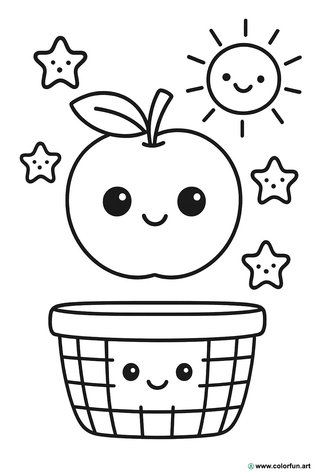 Kawaii fruit coloring page Download or Print for free